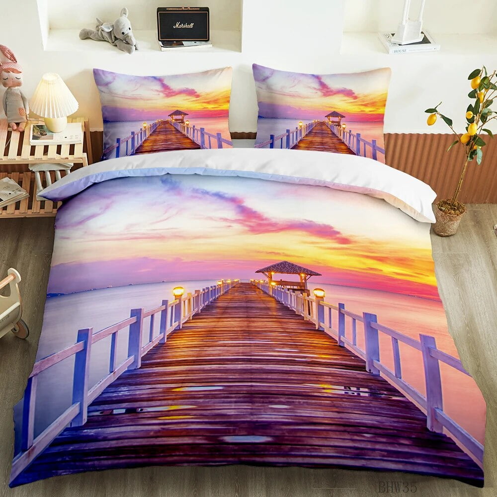 Beautiful Scenery Series Duvet Cover Set Sunset 3D Printing King ...