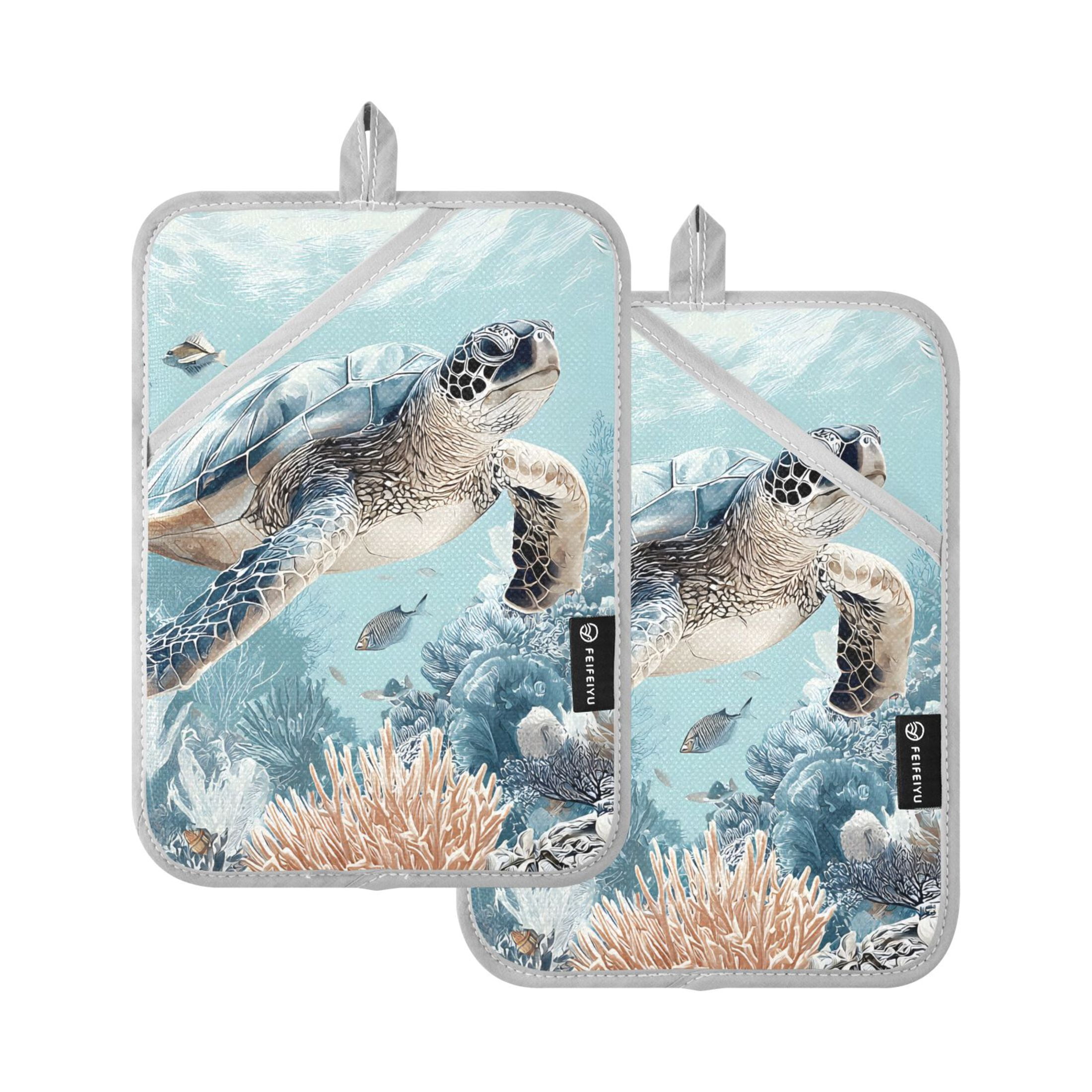 Beautiful Sea Turtle Corals Pastel Pot Holder Heat Resistant Mat Oven ...