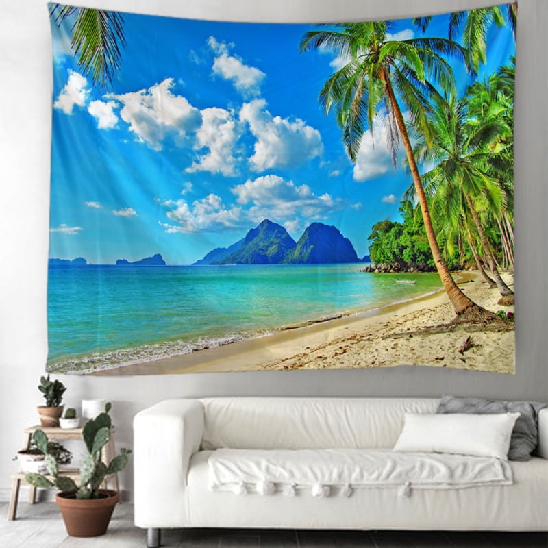 Beautiful Seascape Rock Boat Lake Water Hippie Wall Hanging Tapestry ...