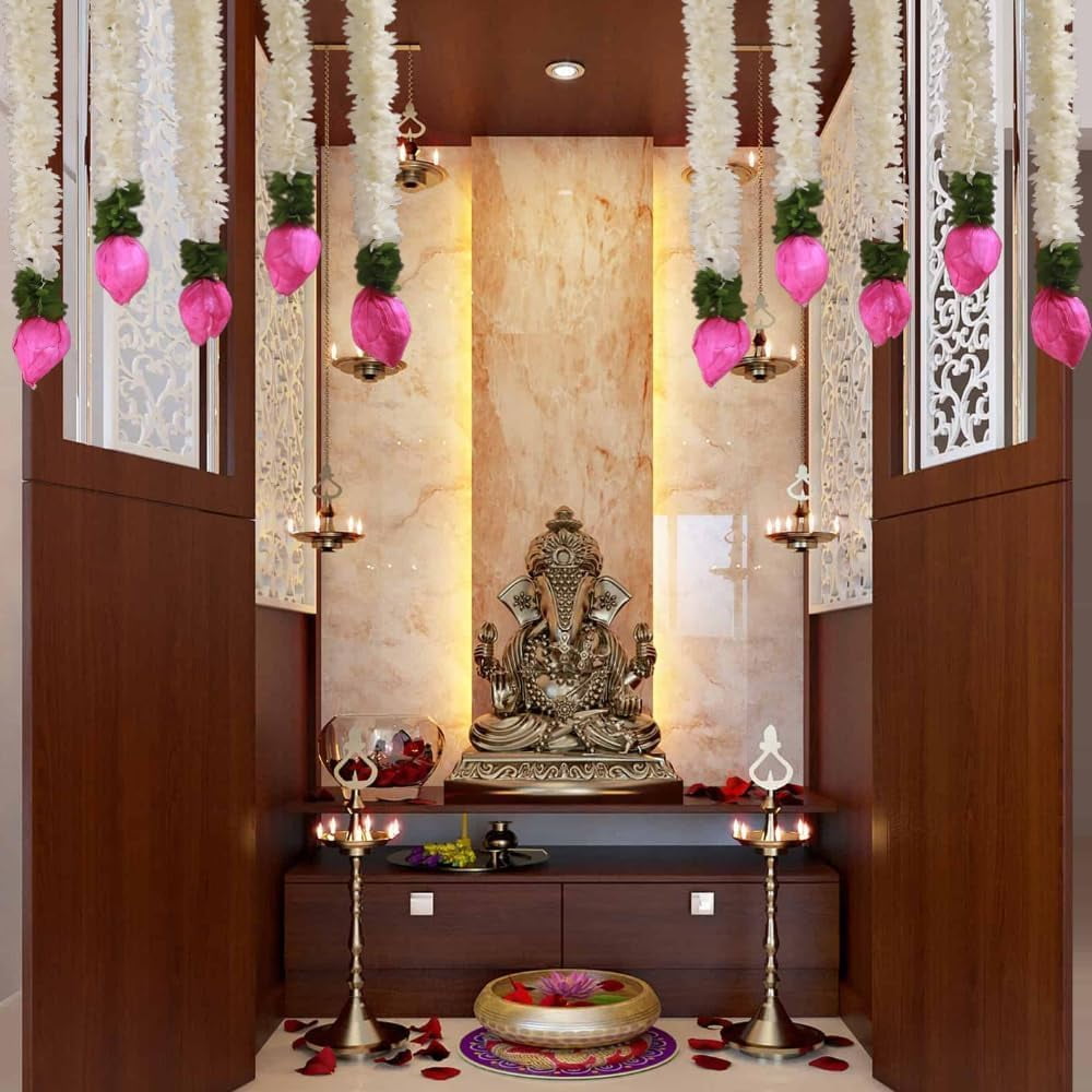 Beautiful Set 8 Pcs Lotus Hangings for Decoration Home Decor Wall Door Mandir Pooja Room Office ...