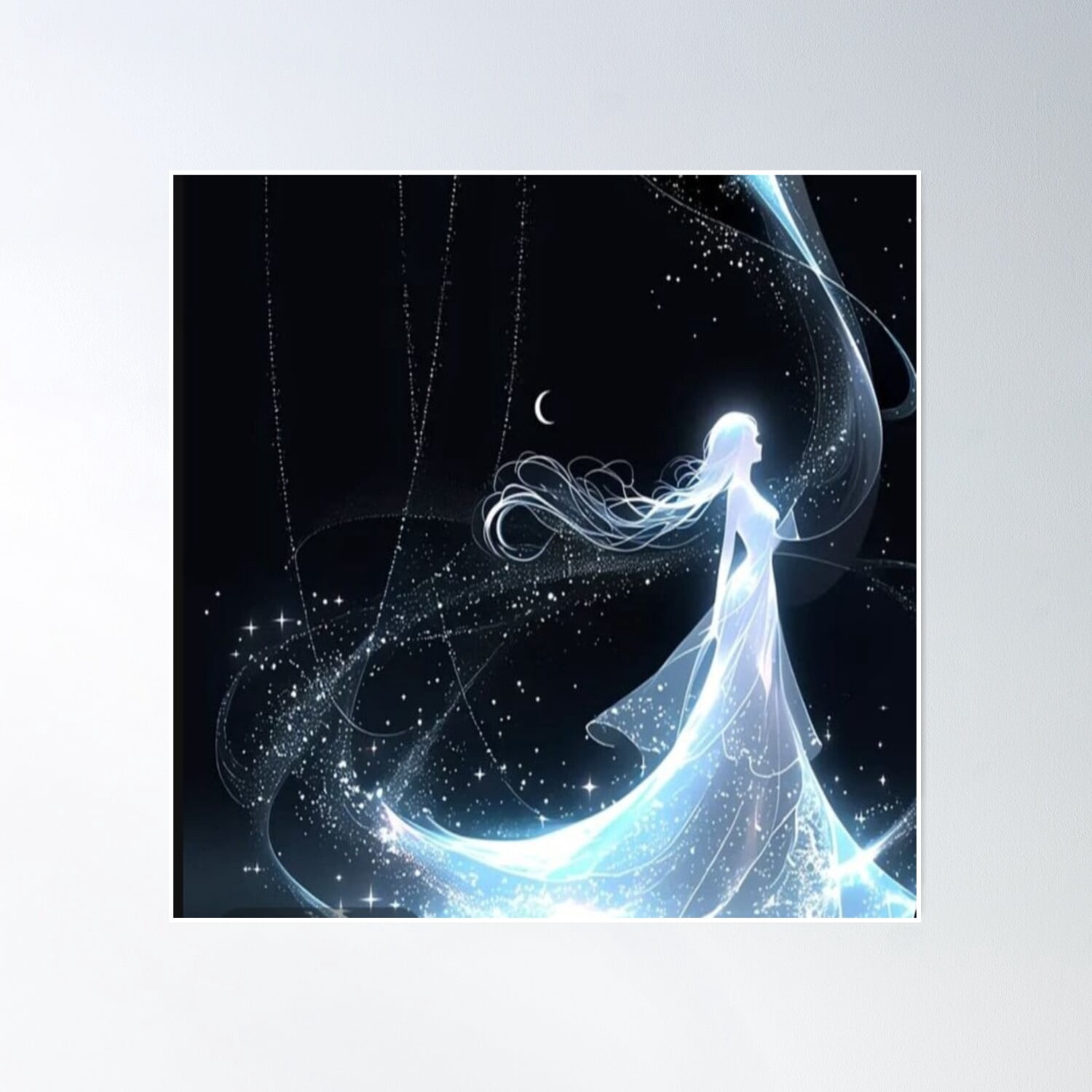 Beautiful Shining Girl Drawing Poster Wall Art, Modern Wall Decor ...