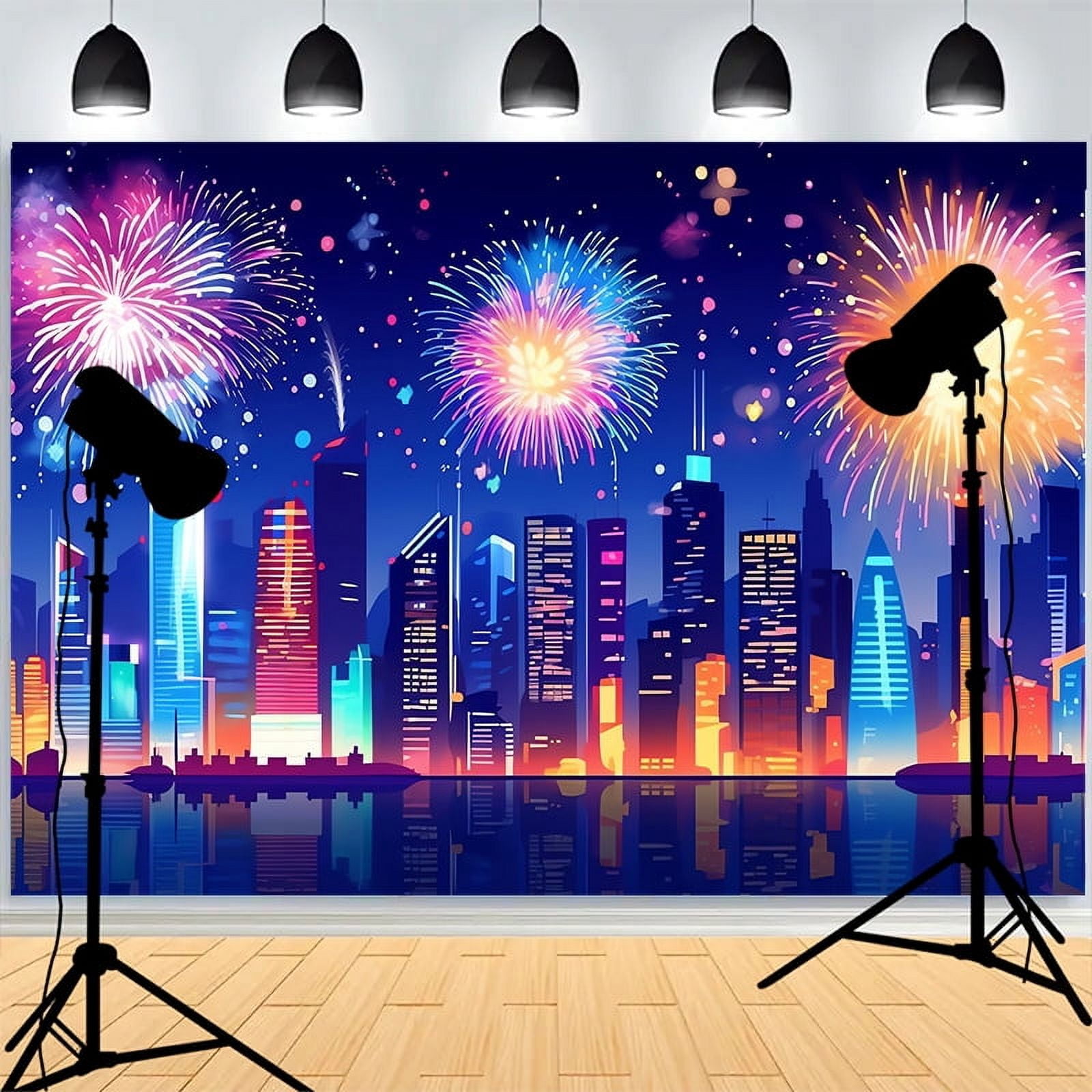 Beautiful Show Cityscape Night Photography Backdrops Happy New Year ...