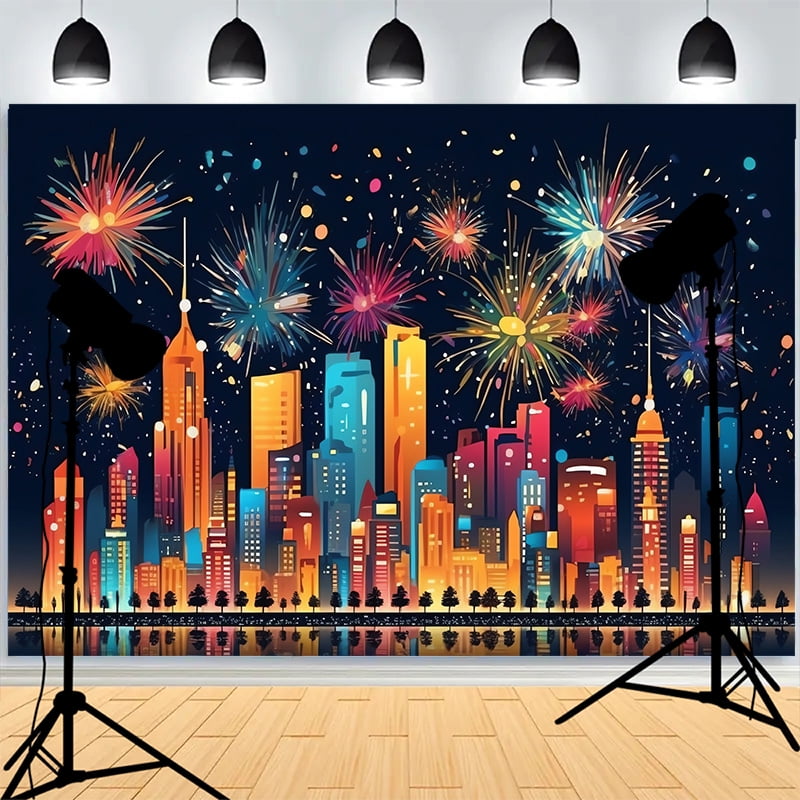 Beautiful Show Cityscape Night Photography Backdrops Happy New Year ...