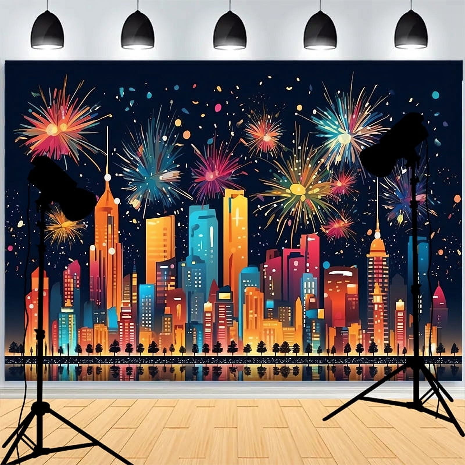 Beautiful Show Cityscape Night Photography Backdrops Happy New Year ...