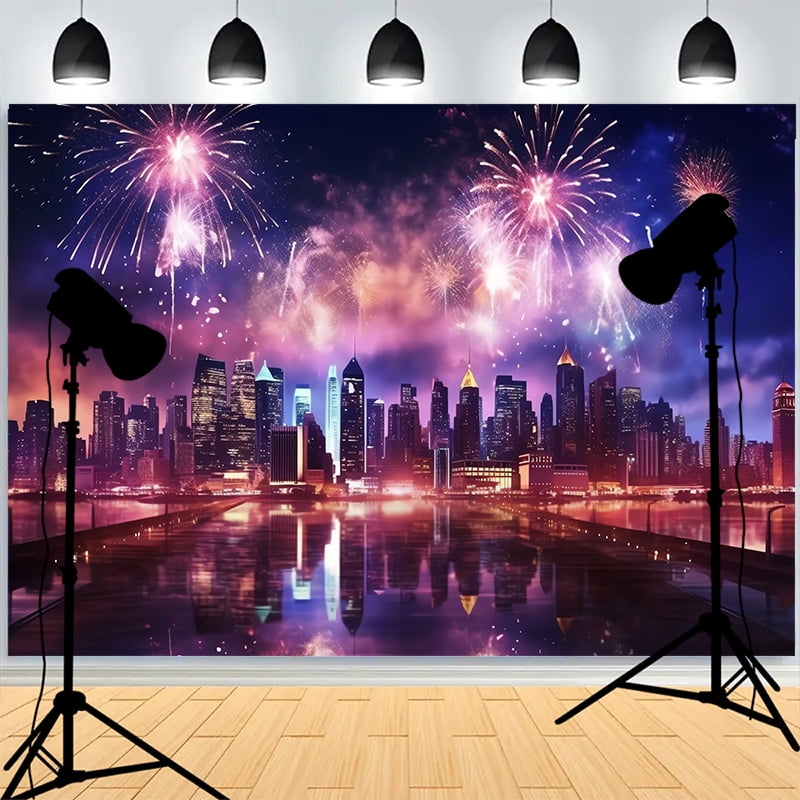 Beautiful Show Cityscape Night Photography Backdrops Happy New Year ...