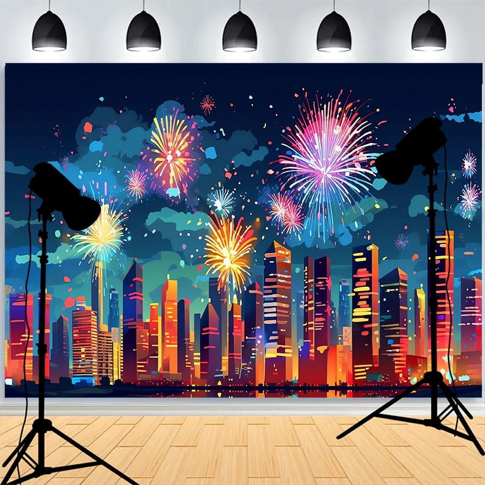 Beautiful Show Cityscape Night Photography Backdrops Happy New Year ...