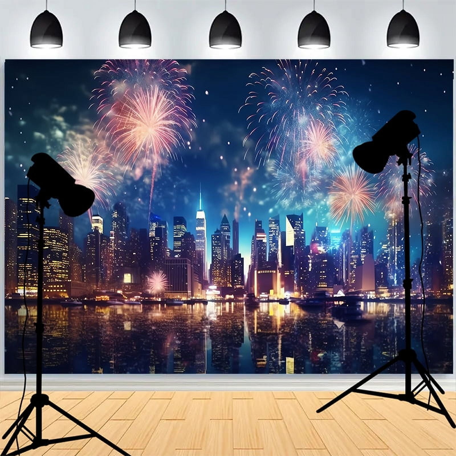 Beautiful Show Cityscape Night Photography Backdrops Happy New Year ...