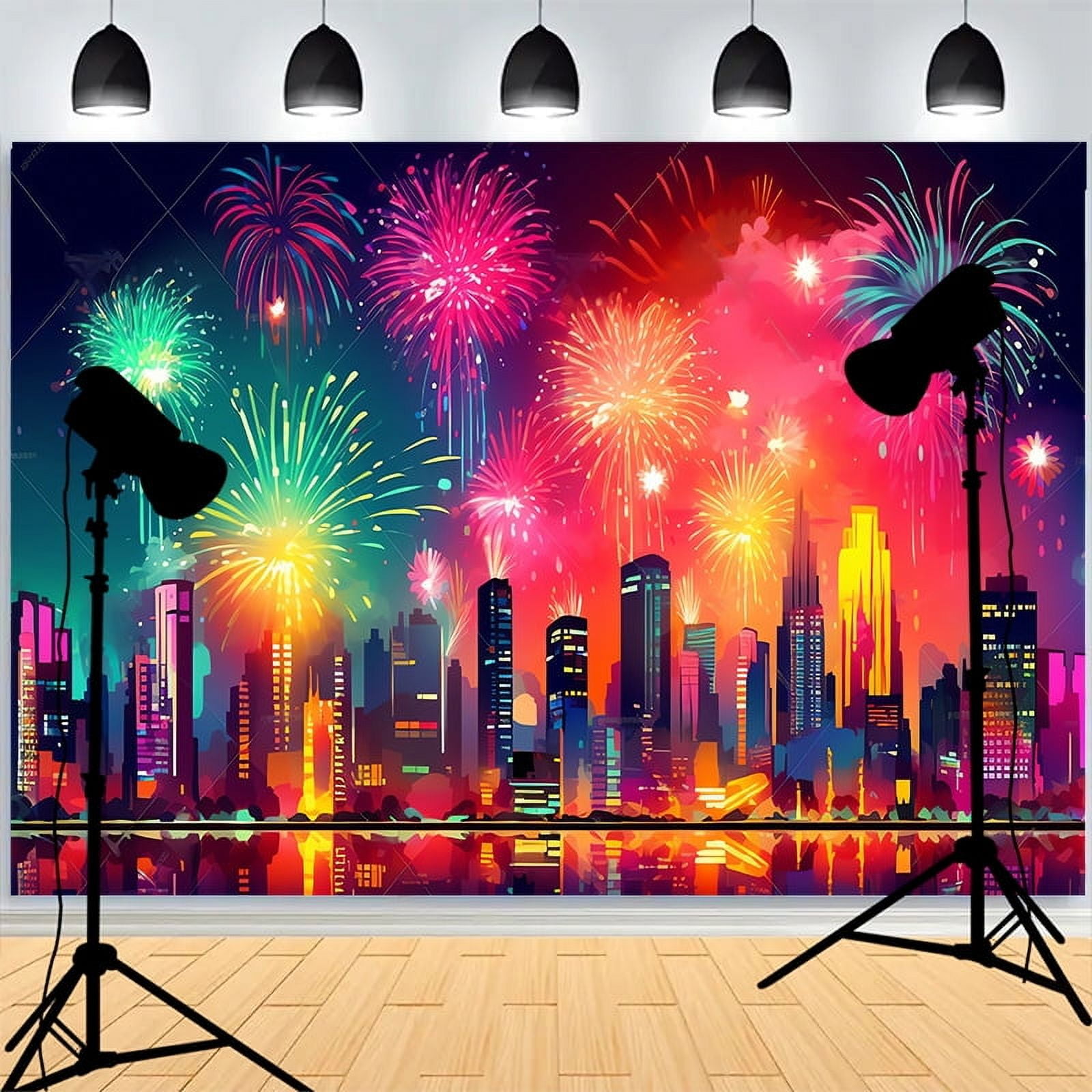 Beautiful Show Cityscape Night Photography Backdrops Happy New Year ...