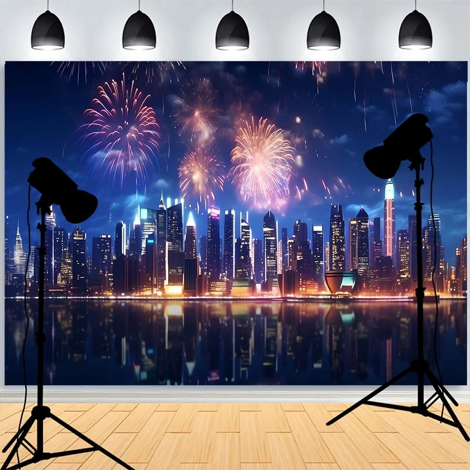 Beautiful Show Cityscape Night Photography Backdrops Happy New Year ...