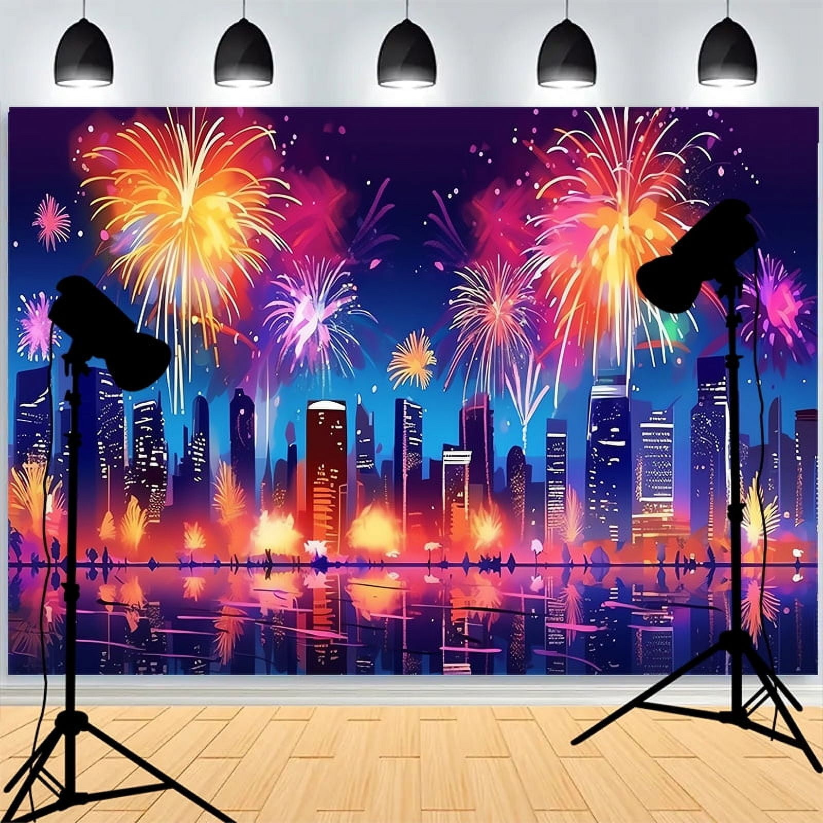 Beautiful Show Cityscape Night Photography Backdrops Happy New Year ...