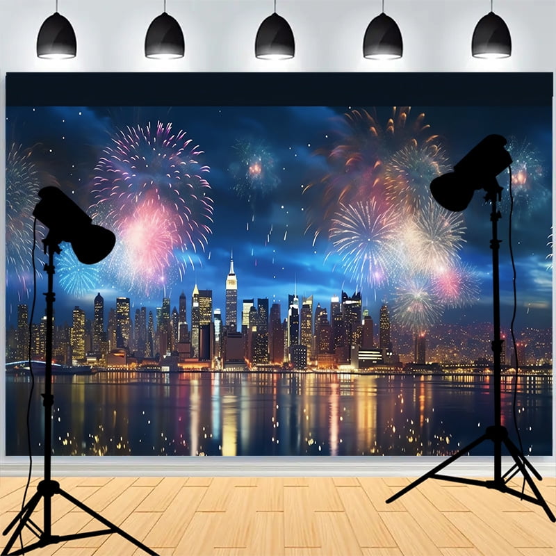 Beautiful Show Cityscape Night Photography Backdrops Happy New Year ...