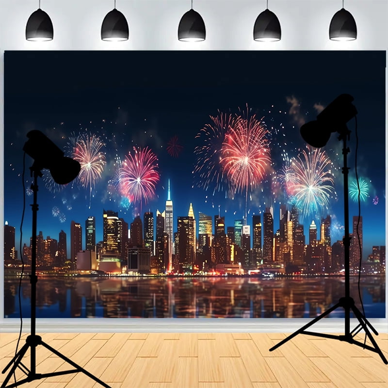 Beautiful Show Cityscape Night Photography Backdrops Happy New Year ...