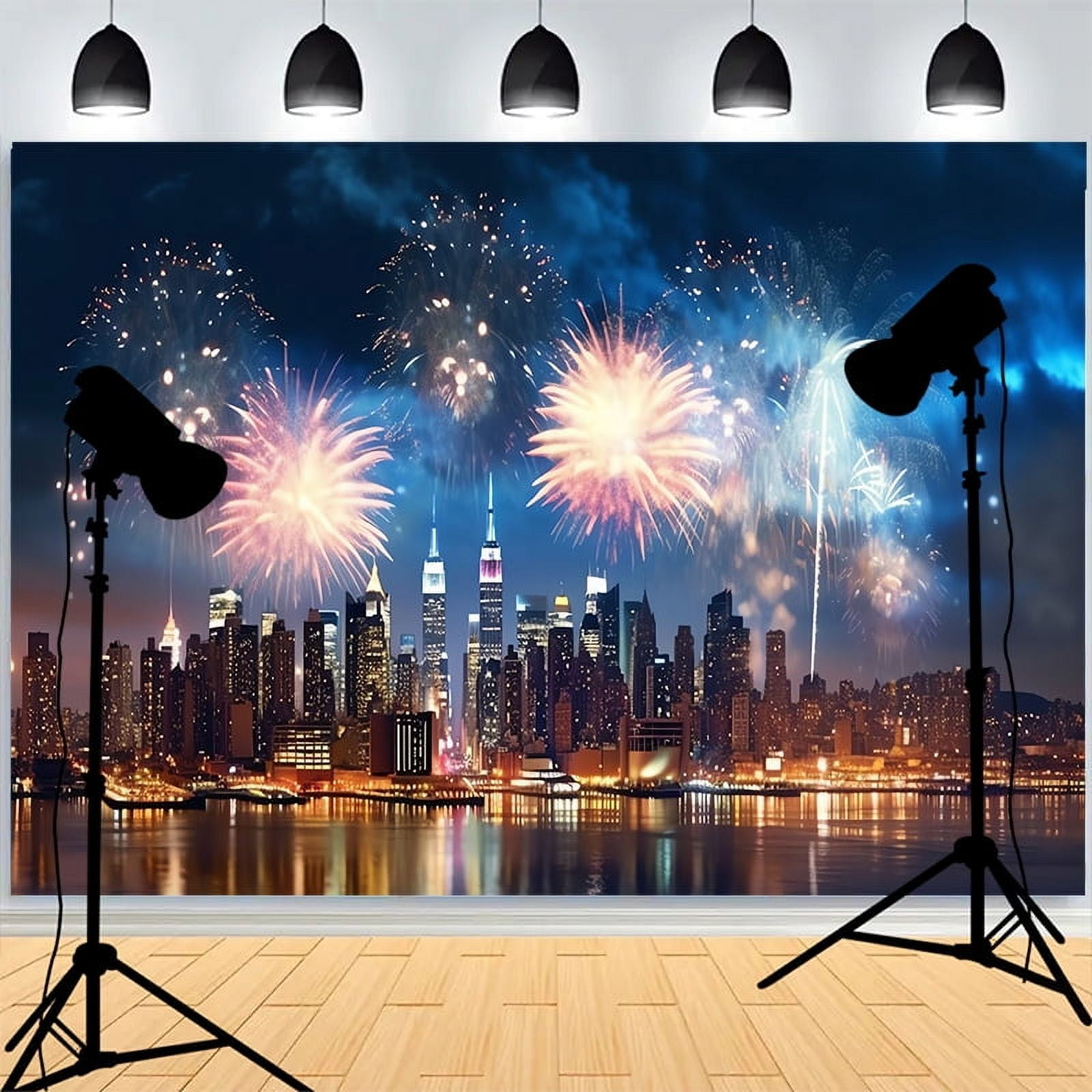 Beautiful Show Cityscape Night Photography Backdrops Happy New Year ...