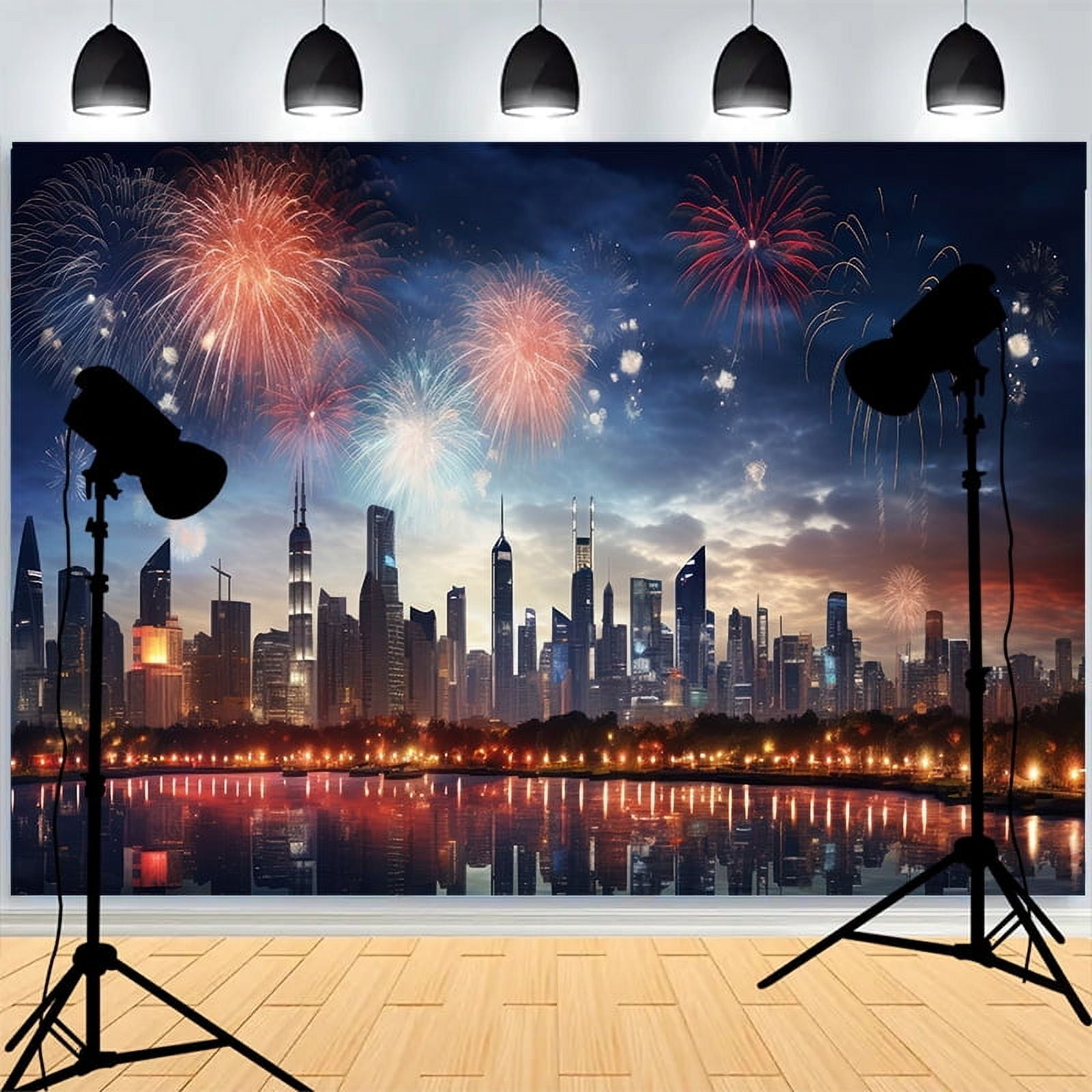 Beautiful Show Cityscape Night Photography Backdrops Happy New Year ...