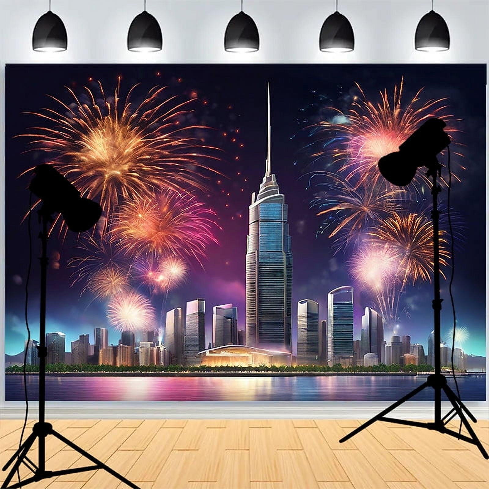 Beautiful Show Cityscape Night Photography Backdrops Happy New Year ...
