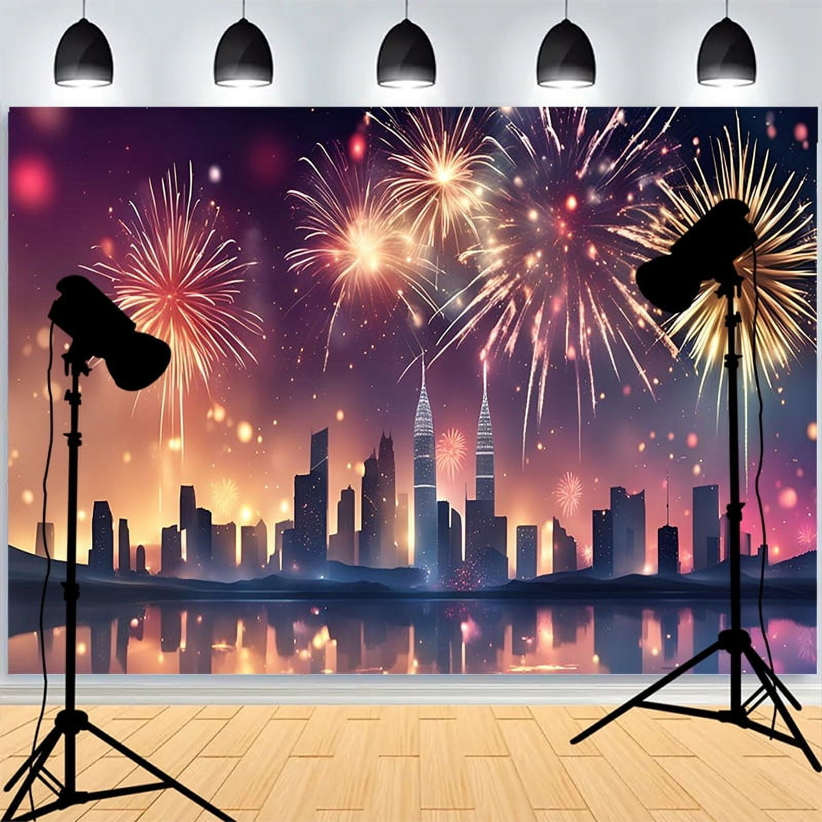 Beautiful Show Cityscape Night Photography Backdrops Happy New Year ...
