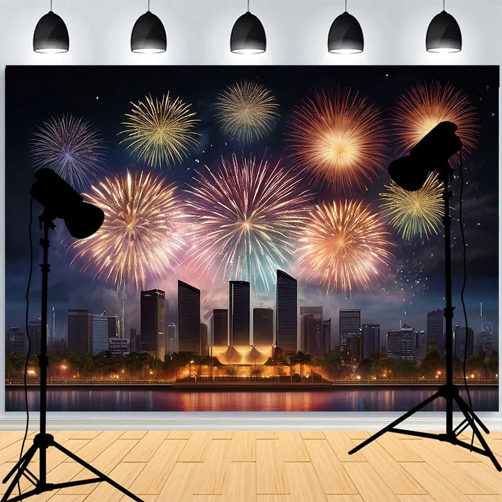 Beautiful Show Cityscape Night Photography Backdrops Happy New Year ...