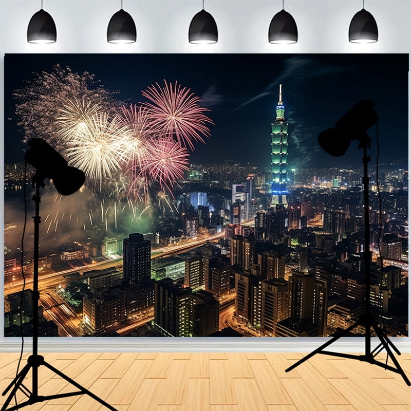 Beautiful Show Cityscape Night Photography Backdrops Happy New Year ...