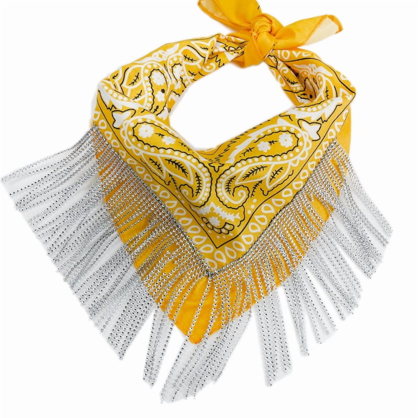Beautiful Silver Fringed Bandana Versatile Turban Headscarf Party Disco ...