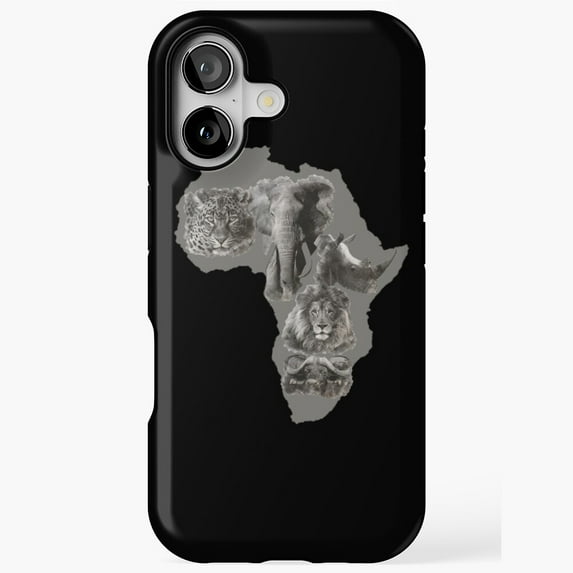 Beautiful Sketch Big Five Africa Map iPhone Case for iPhone 17 through ...