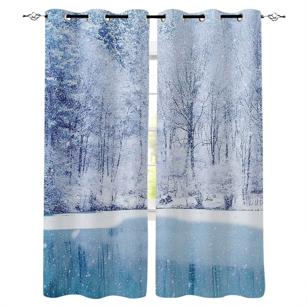 Beautiful Snow Scene Home r Window Curtains Bedroom Kitchen Curtain ...