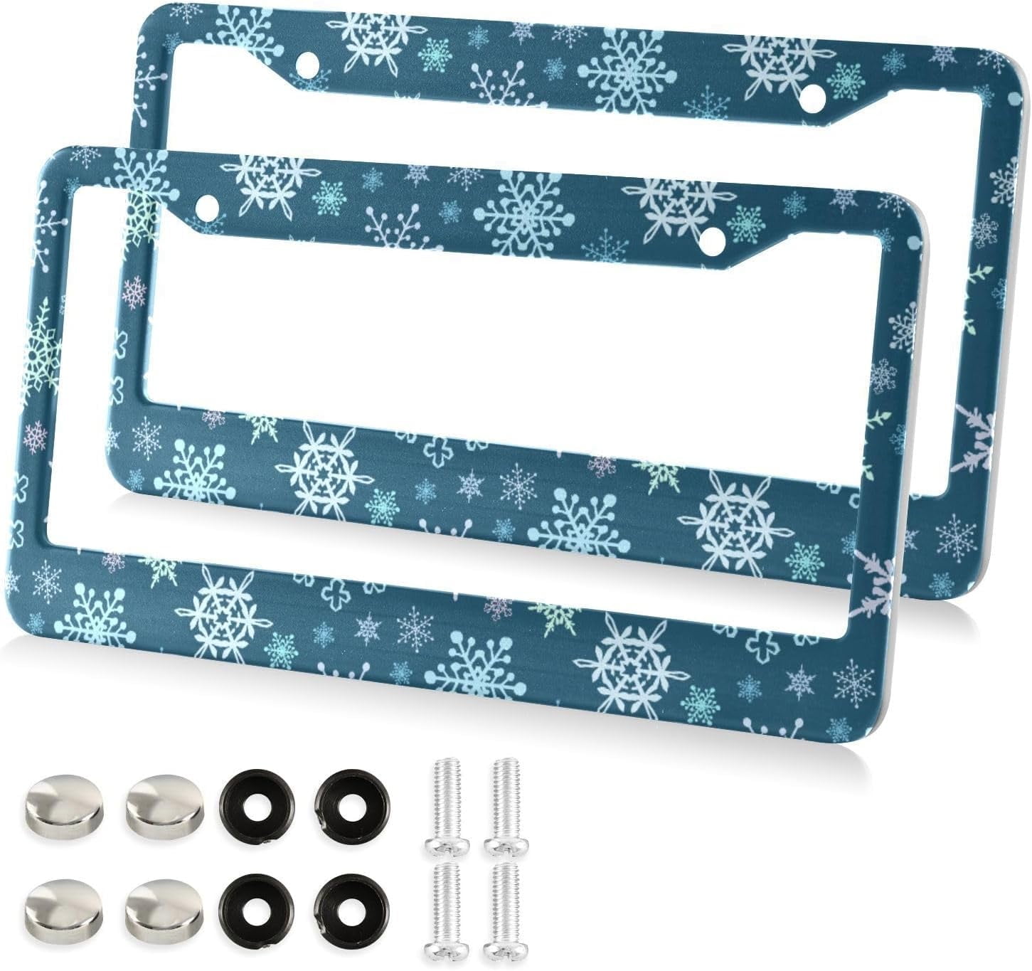 Beautiful Snowflakes License Plate Frame - 2 Pack Universal Stainless ...
