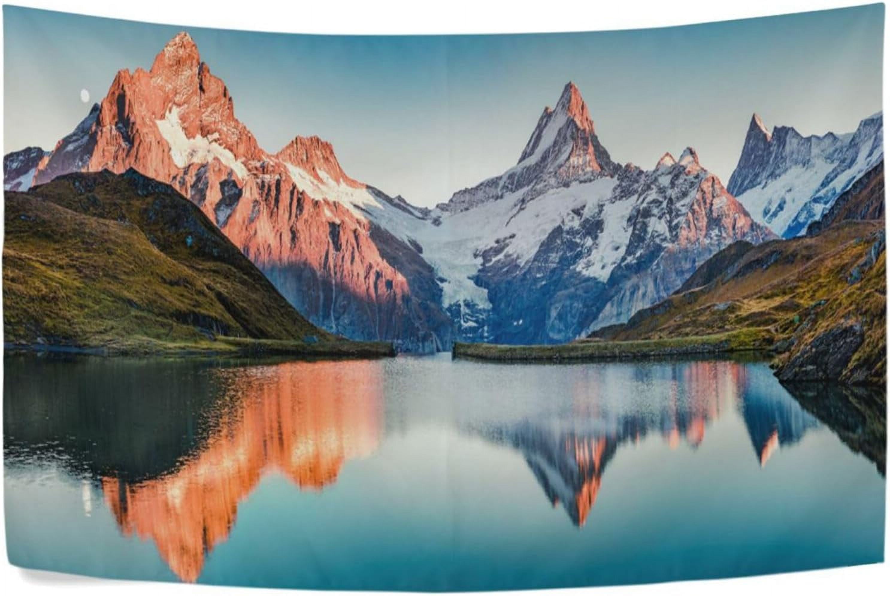 Beautiful Snowy Mountains and Lake Tapestry Aesthetic Tapestry Wall ...