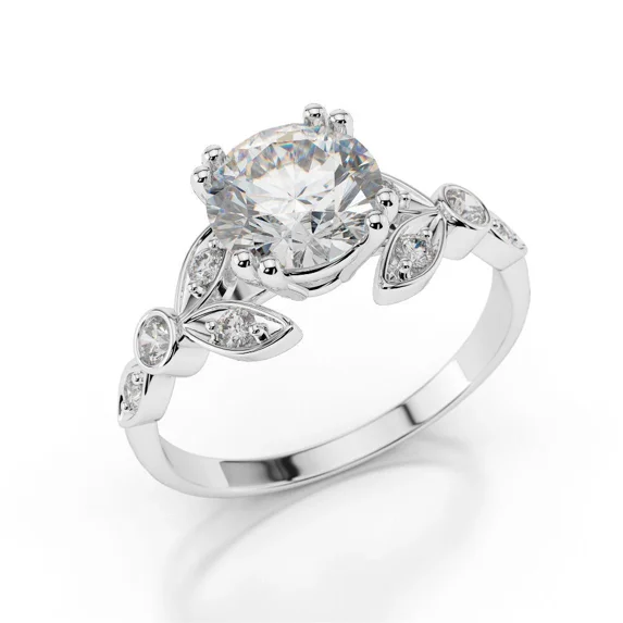 Beautiful Solitaire Wedding Ring, Flower Shank Engagement Ring, 1.4 Ct ...