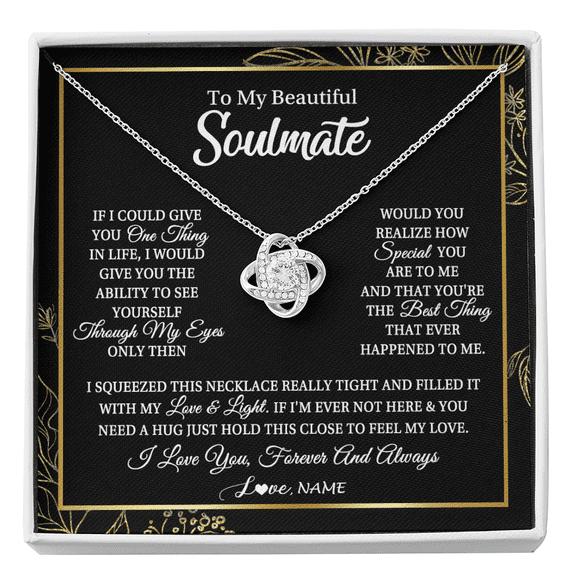 Beautiful Soulmate Feel My Love Necklace, Gold Love Knot Necklace ...