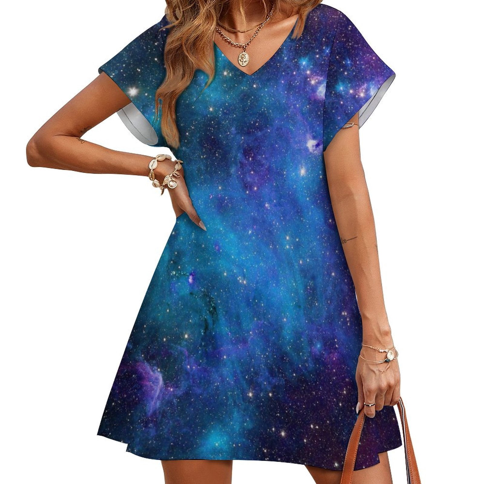 Beautiful Space, Stars, Planets, Cosmos Ladies Summer Short Sleeve ...