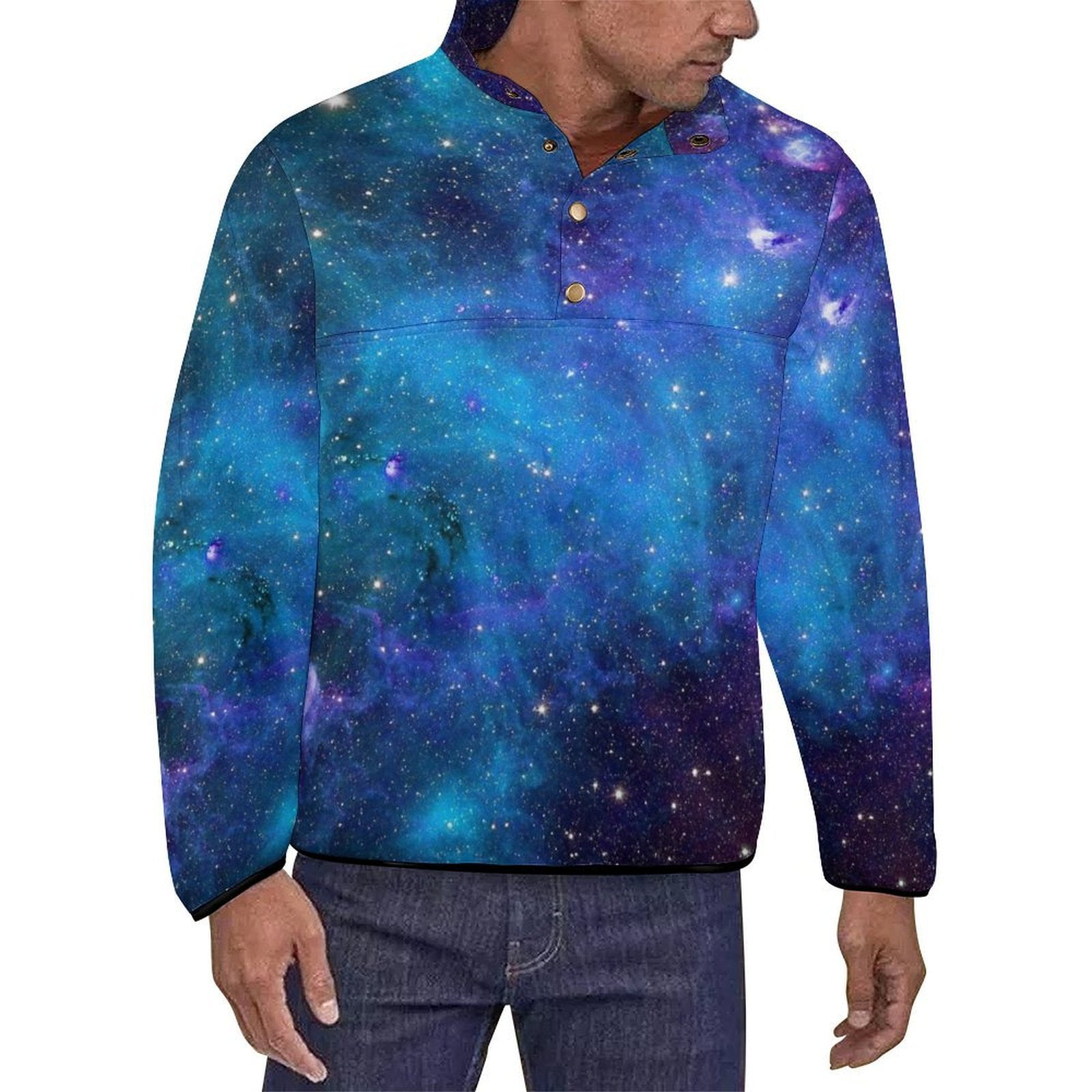Beautiful Space, Stars, Planets, Cosmos Men's Stand Collar Sweater Long ...