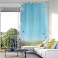 Beautiful Spring Scene Flowers Butterflies Curtain Light Filtering ...
