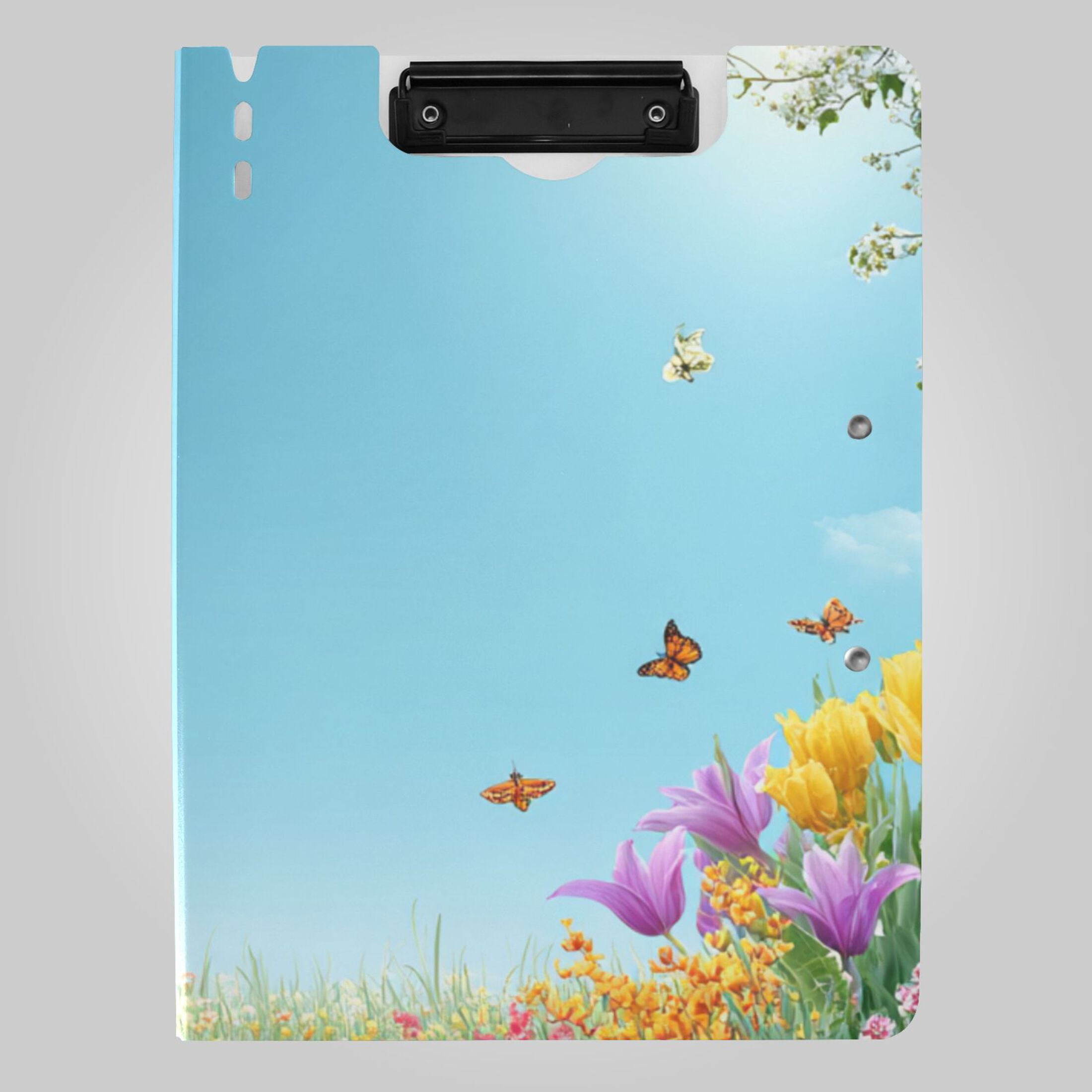 Beautiful Spring Scene Flowers Butterflies Foldable Binder Folder ...