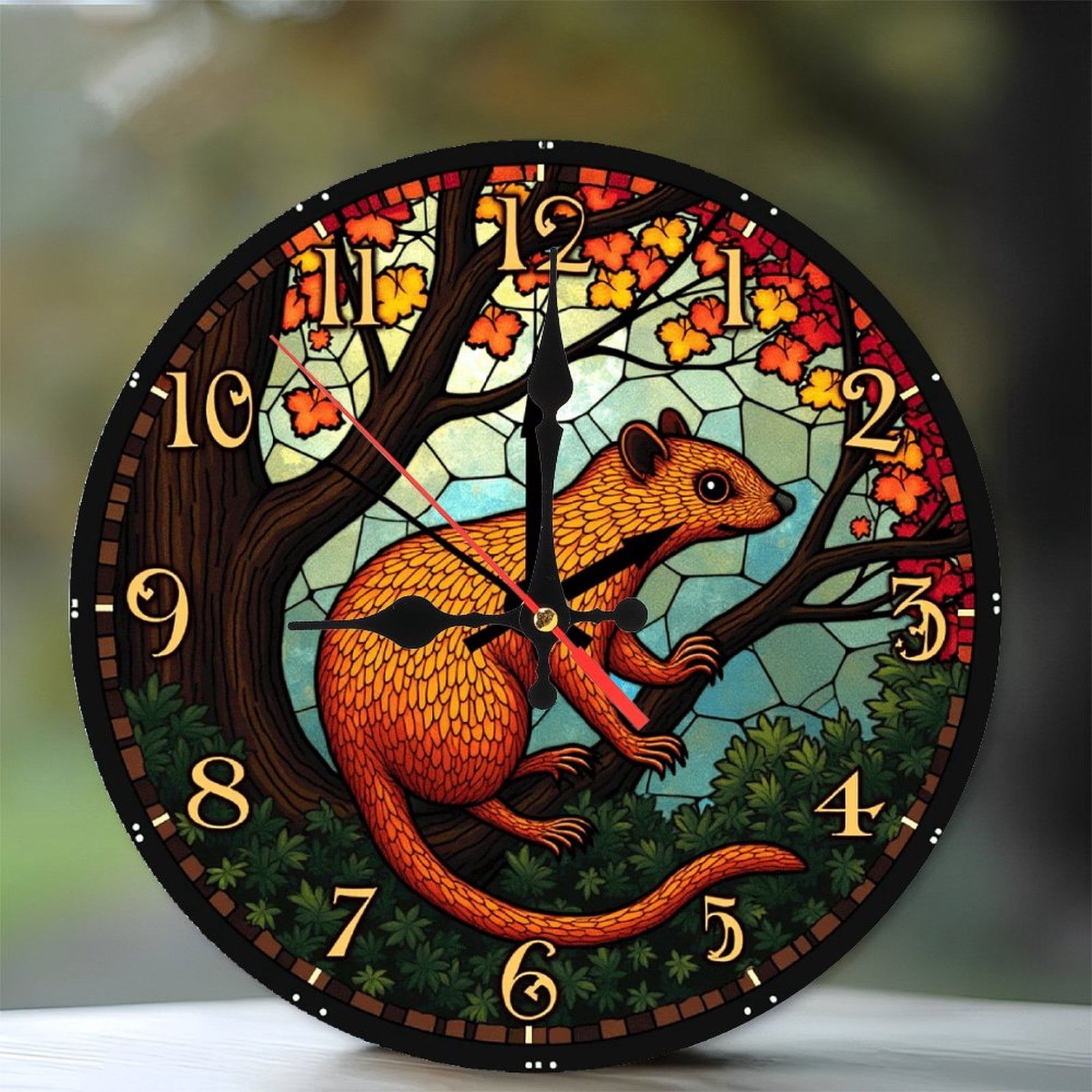 Beautiful Stained Glass Clock with Colorful Animal Design 10-Inch ...