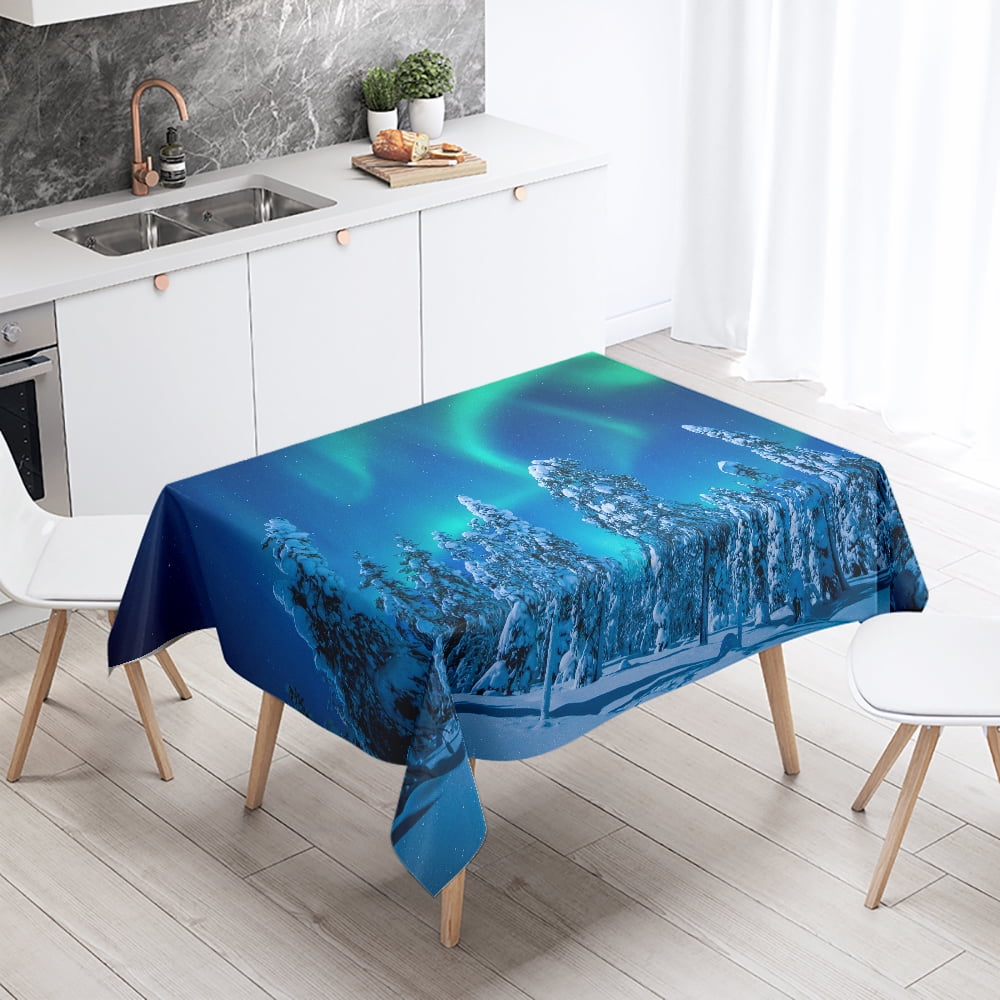 Beautiful Starry Sky Tablecloth Aurora Antifouling Waterproof ...