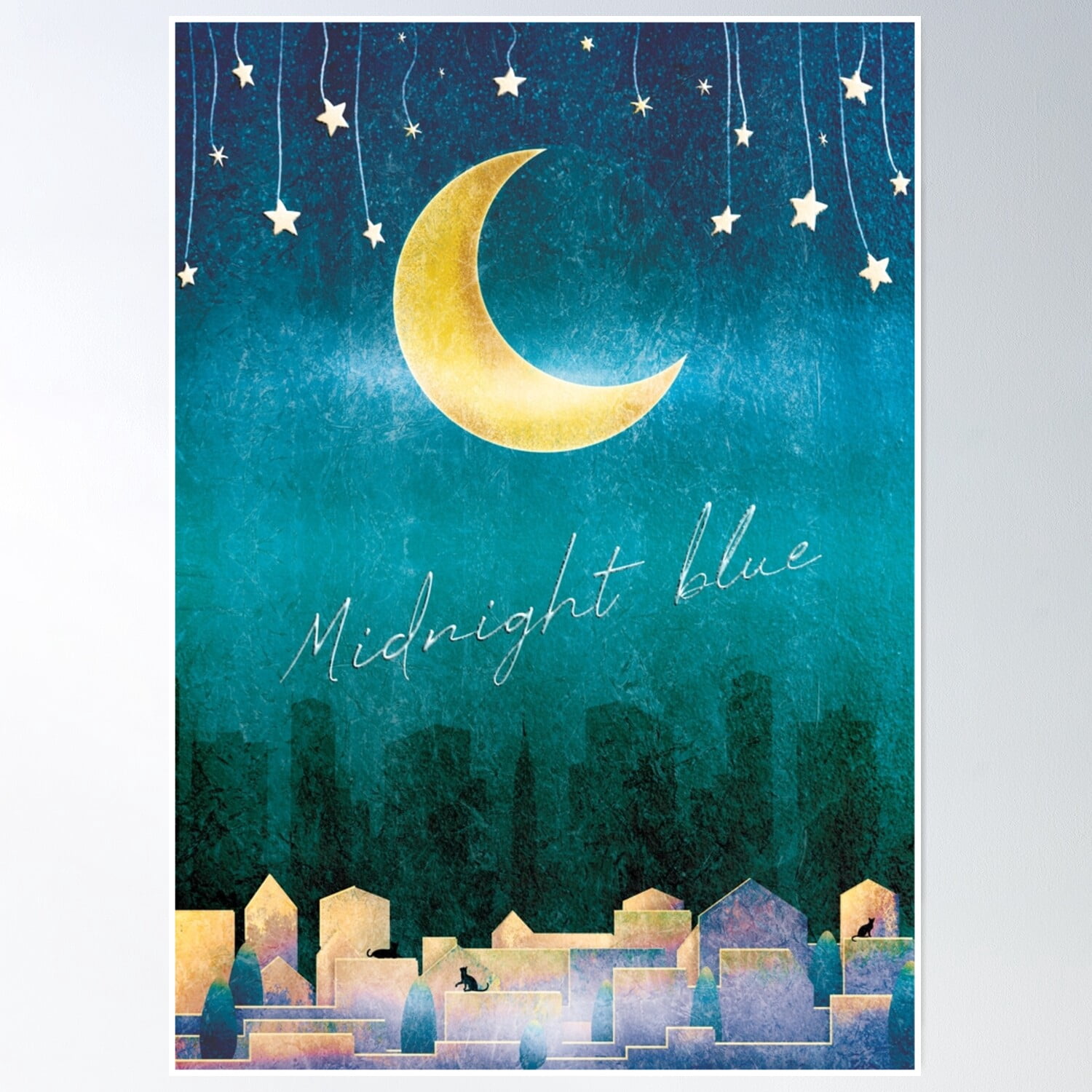 Beautiful Stars And Moon In The City Night Where Everyone Is Asleep ...