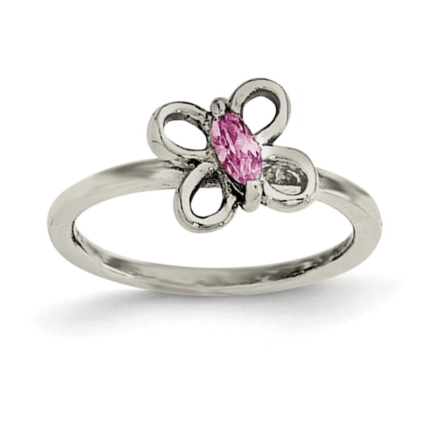 Beautiful Sterling Silver Pink CZ Butterfly Kid's Ring - Walmart.com