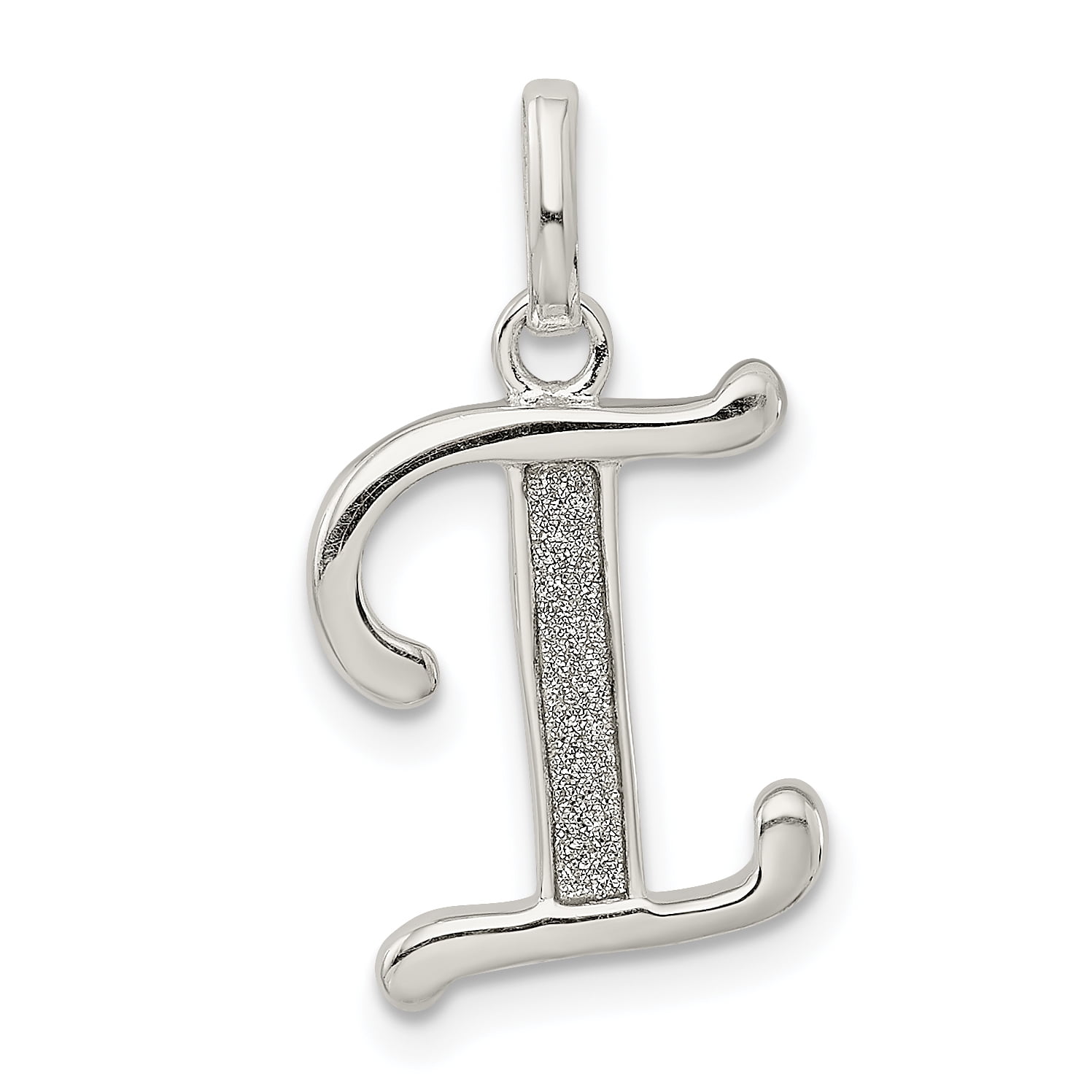 Beautiful Sterling Silver Polished Glitter Enamel Letter I Pendant ...