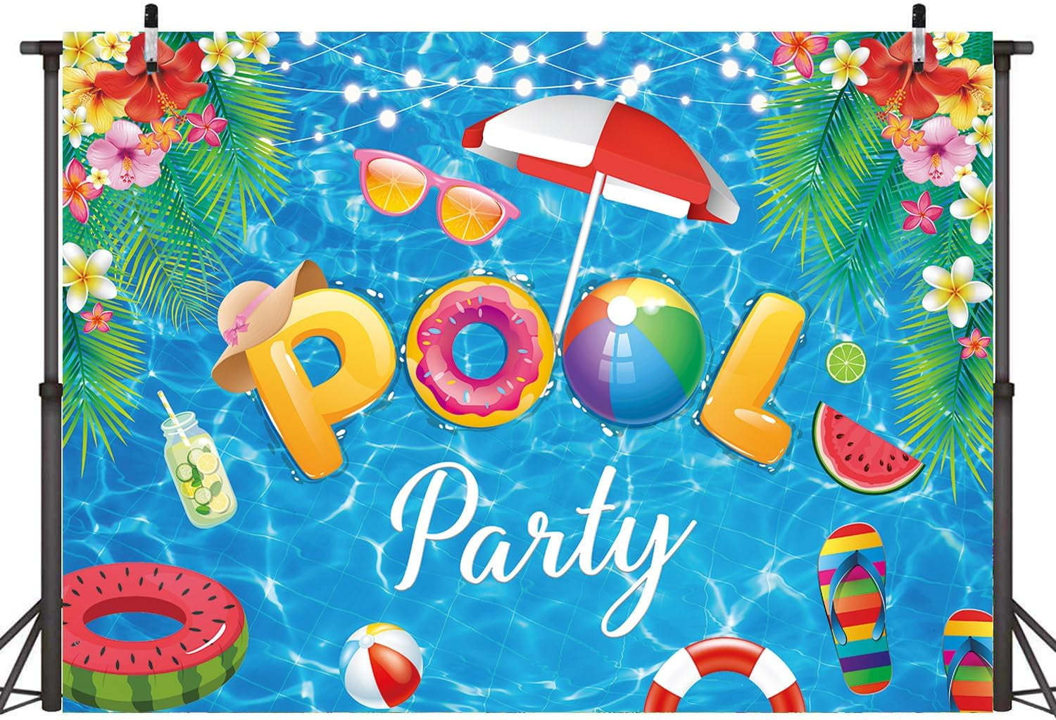 Beautiful Summer Pool Party Backdrop Tropical Palm Tree Beach Pool ...