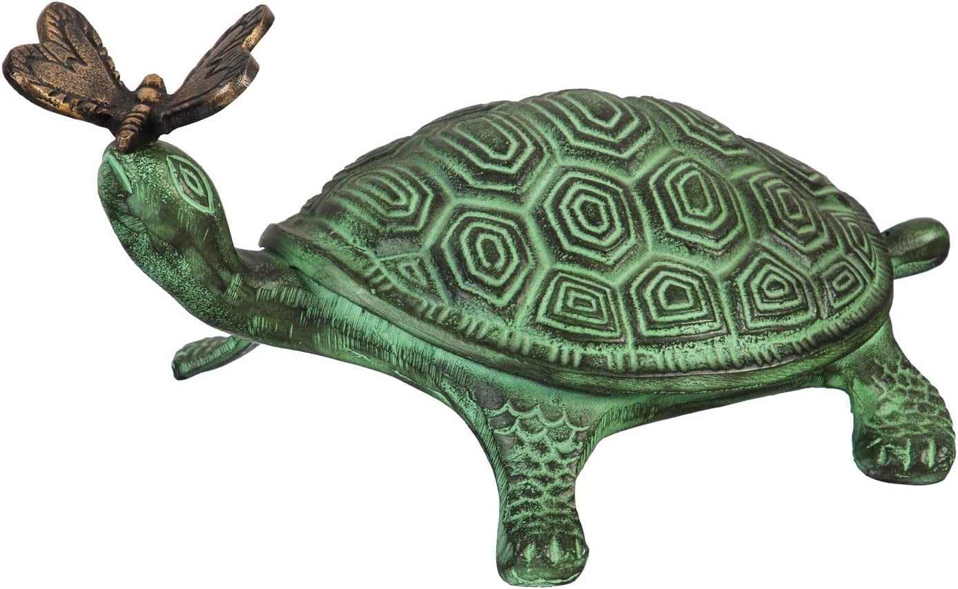 Beautiful Summer Turtle and Butterfly Metal Garden Statue - 9 x 14 x 7 ...