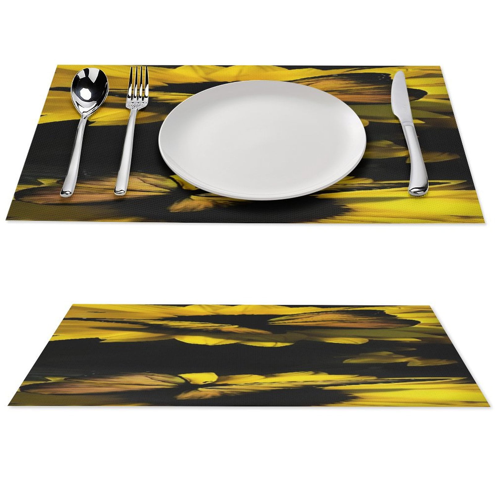 Beautiful Sunflower Butterfly PVC Waterproof Place Mats Placemats ...