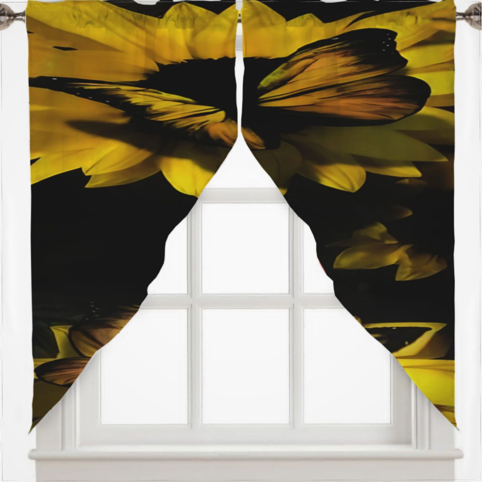 Beautiful Sunflower Butterfly Swag Valances For Windows 2 Pack For ...