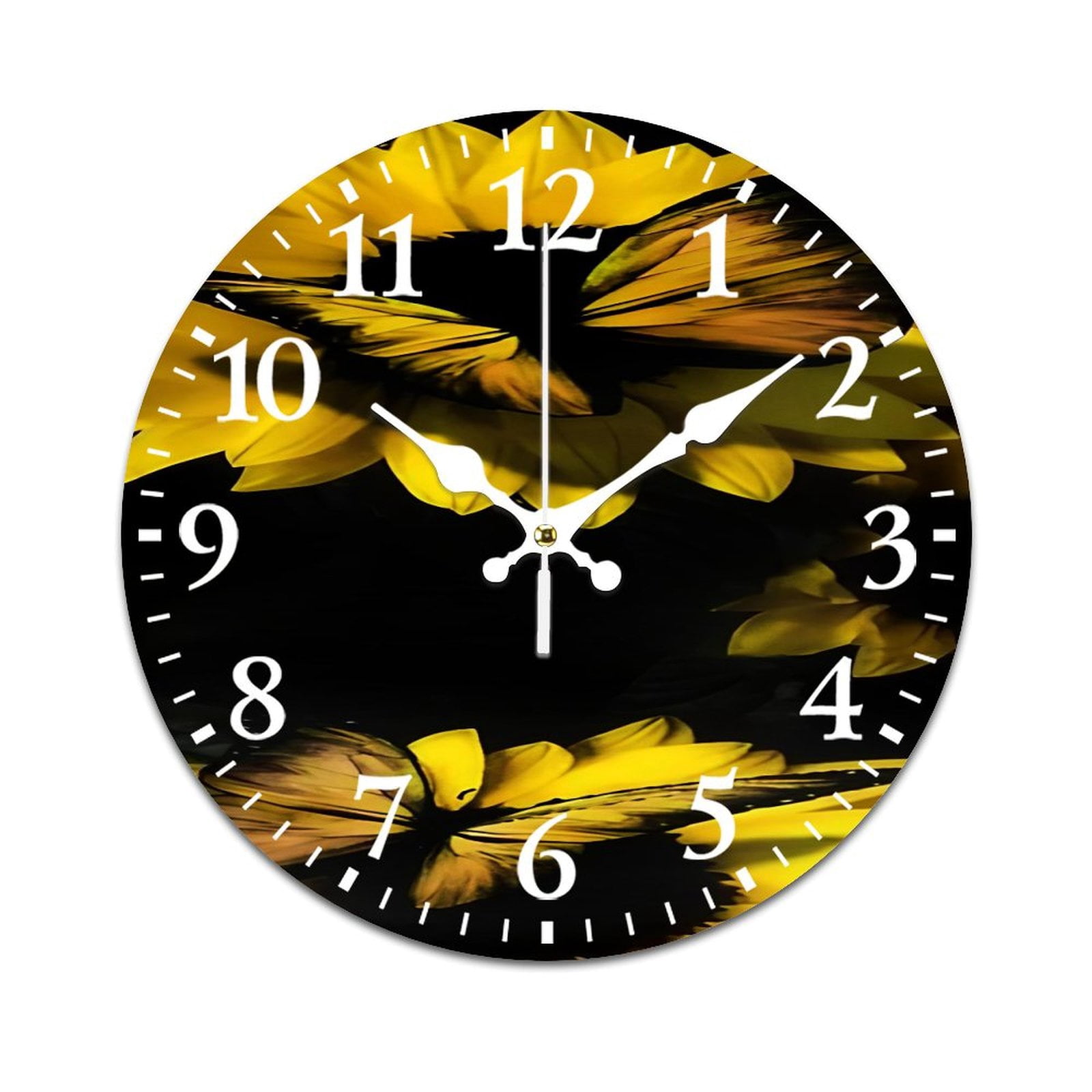 Beautiful Sunflower Butterfly Wall Clock Modern Design Clocks Wall ...