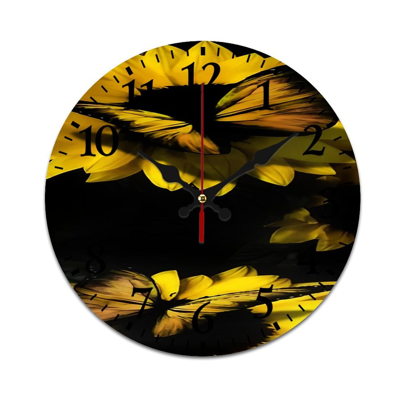 Beautiful Sunflower Butterfly Wall Clock Modern Design Clocks Wall ...