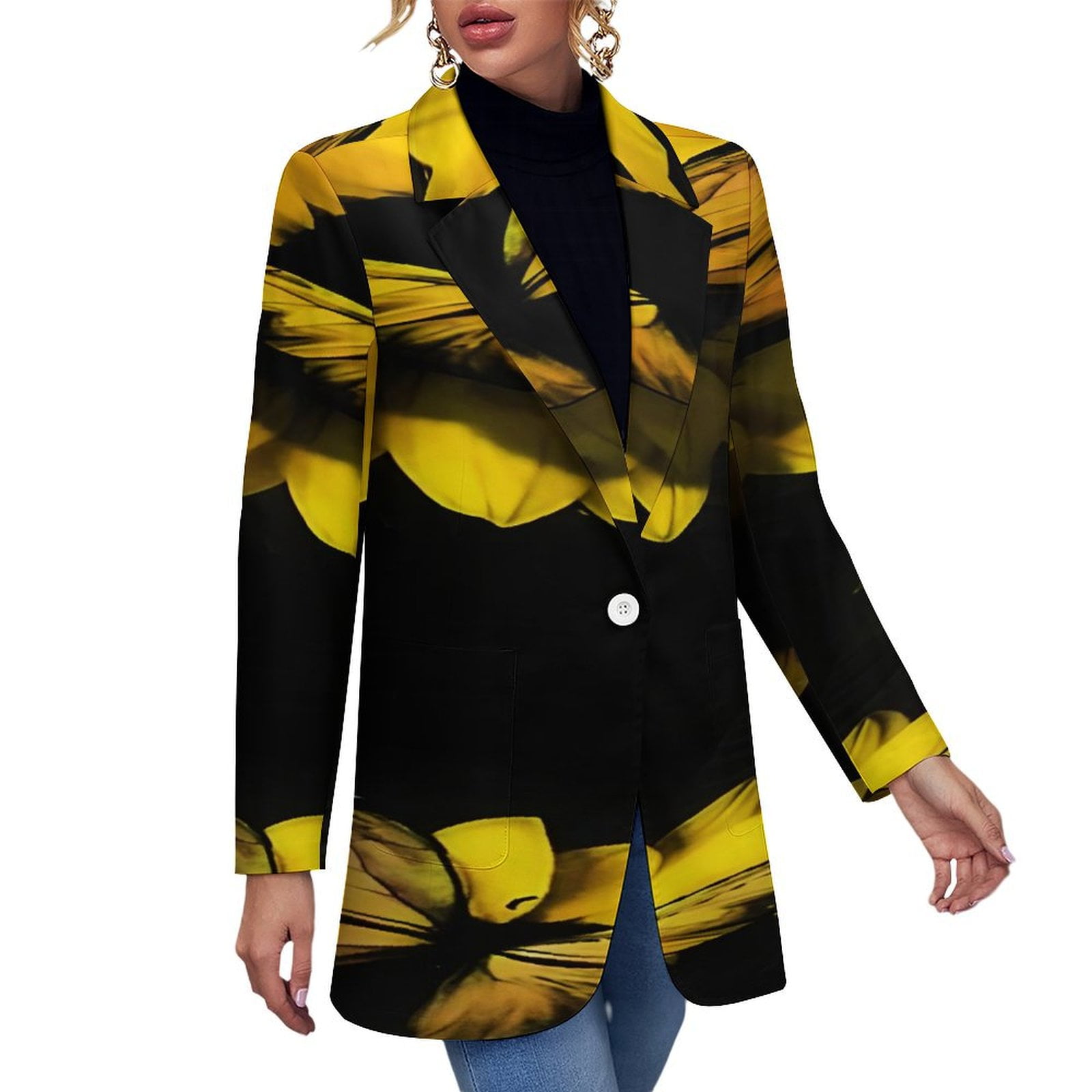 Beautiful Sunflower Butterfly Woman Casual Loose Suits Summer Jacket ...
