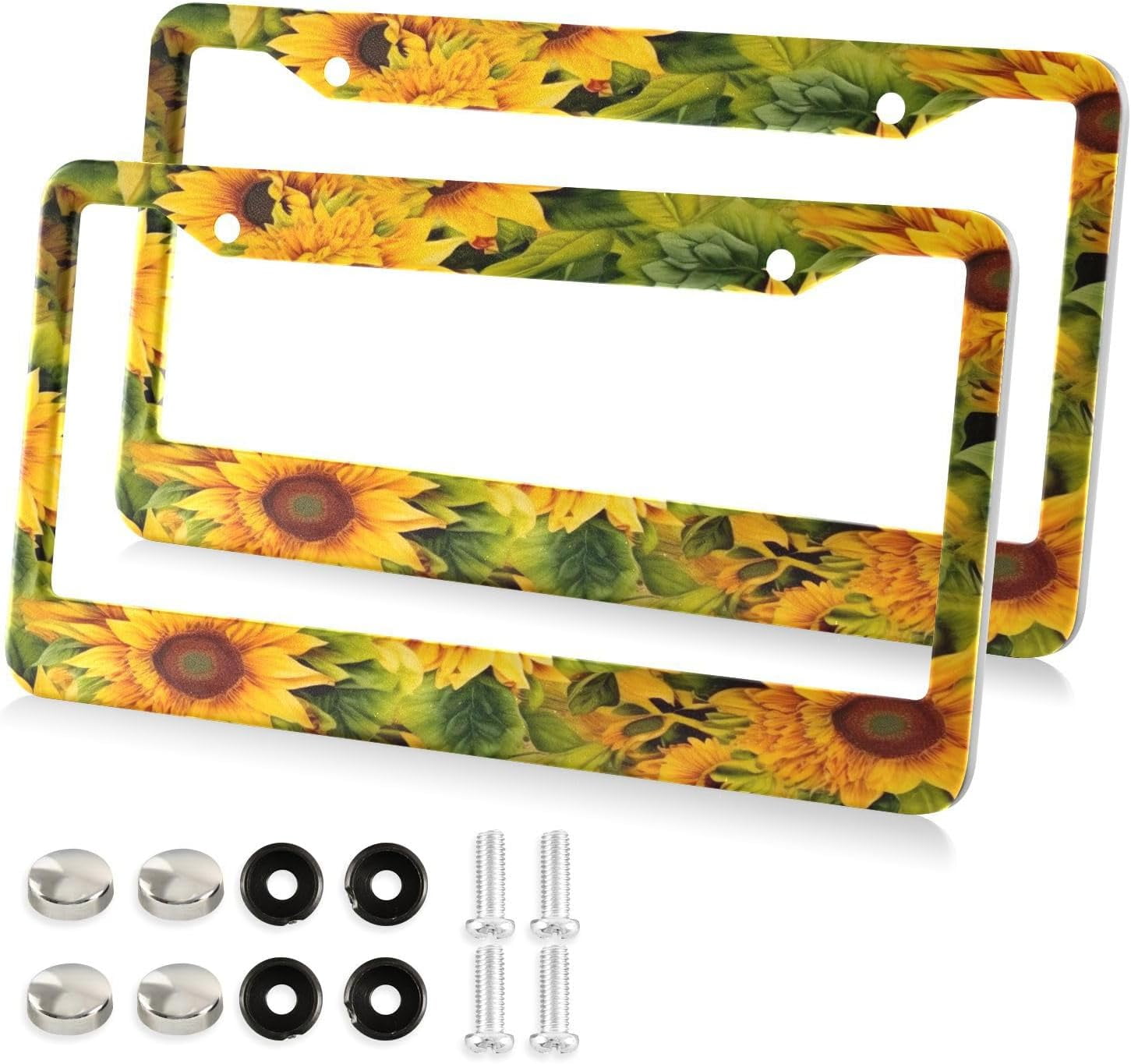Beautiful Sunflowers License Plate Frame, Aluminum Car Tag Frames, 2 ...