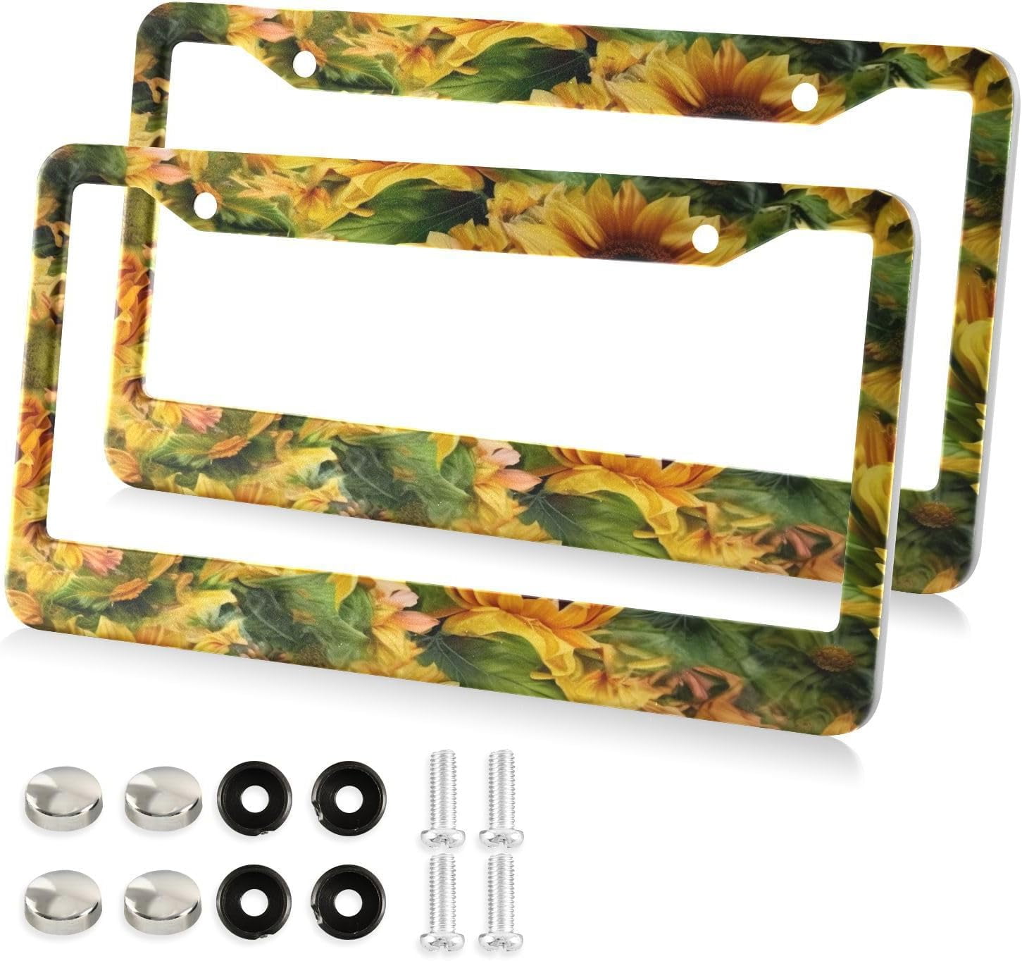 Beautiful Sunflowers License Plate Frame, Aluminum Car Tag Frames, 2 ...