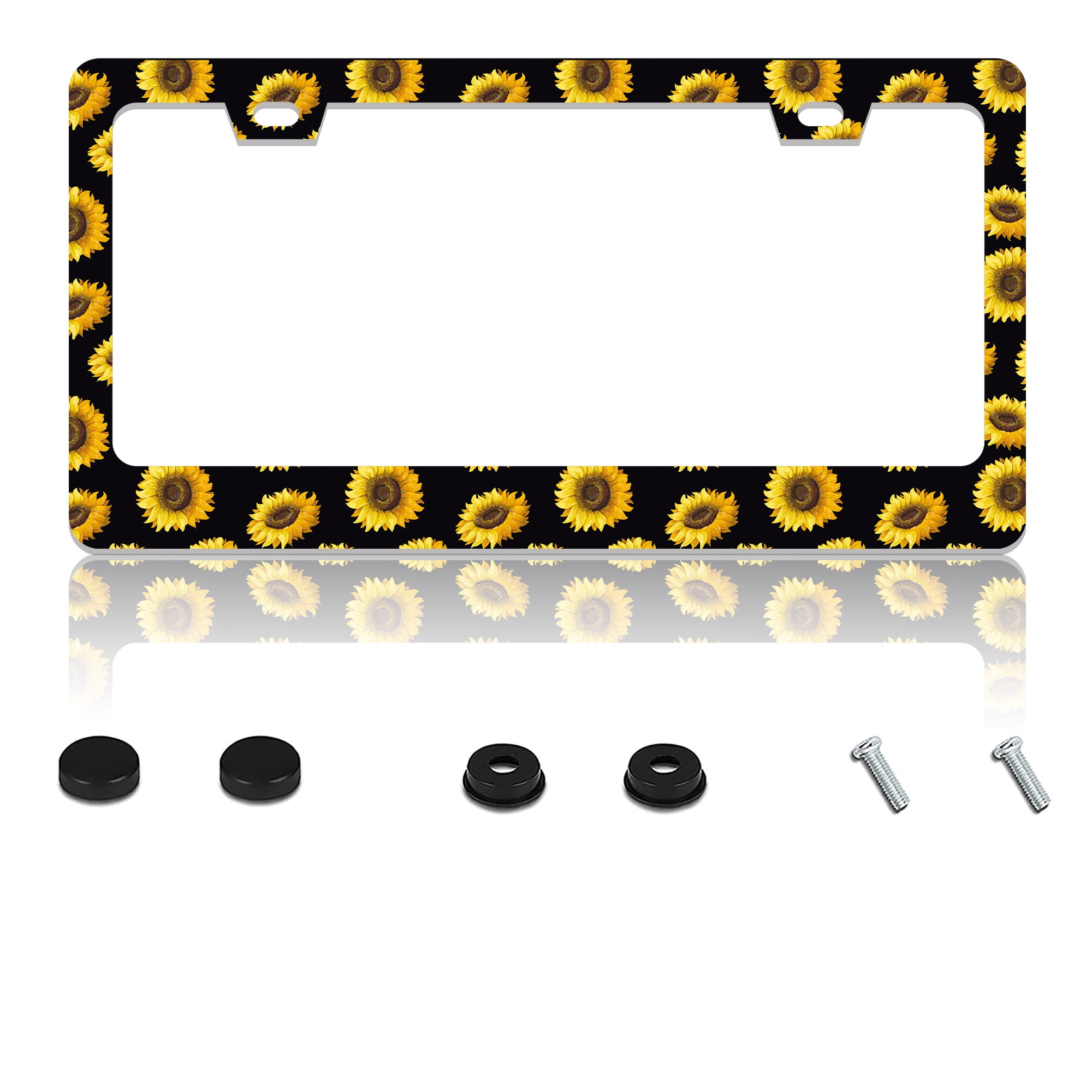 Beautiful Sunflowers License Plate Frame Metal Car Accessories ...