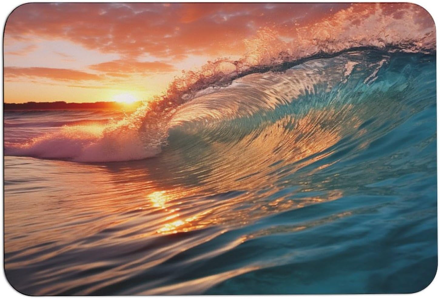 Beautiful Sunrise Splashing Ocean Wave Bathroom Rugs Super Absorbent ...