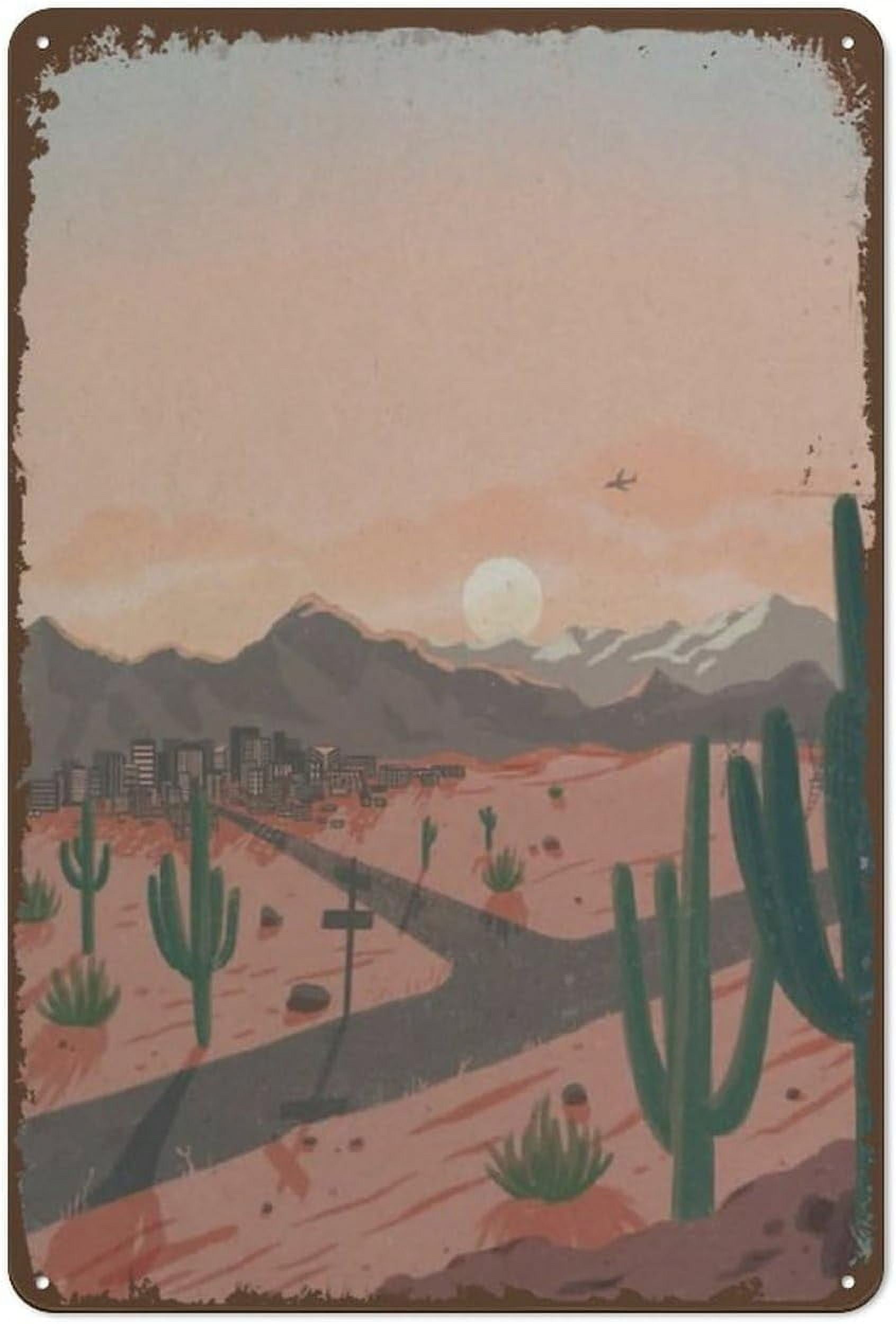 Beautiful Sunset Cactus Succulent Bouquet Vintage Tin Sign Decorable ...